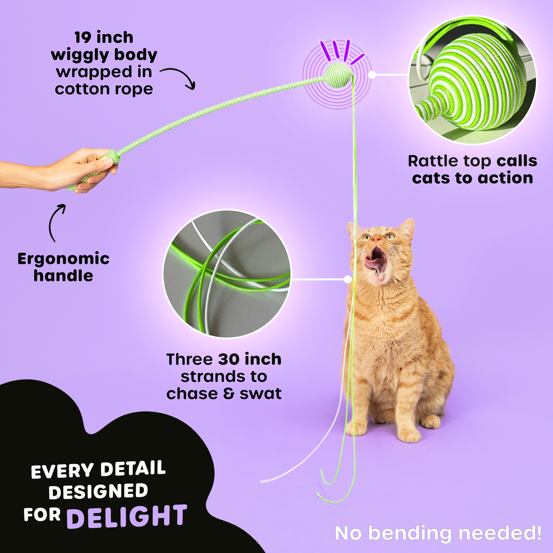 The Wiggle Wand™ Cat Toy – Interactive Wand Teaser Toy with Rattle – The Wiggle Wand Cat Toy