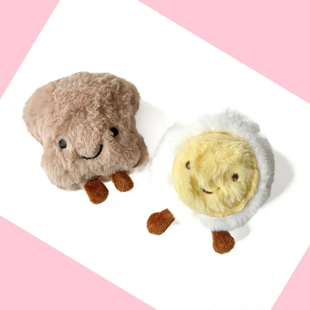 Cute Egg & Toast Plush Catnip Toy Bundle – The Wiggle Wand Cat Toy